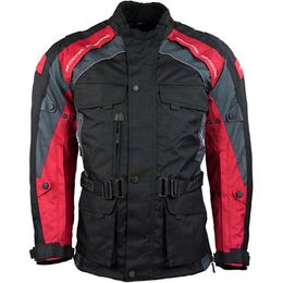 Motorradjacke Roleff "Liverpool RO" Gr. XXL, schwarz (schwarz, rot), Jacken, Damen, XXL, Obermaterial: 100% Polyester. Innenfutter: 100% Polyester, Motorradjacke, Unisex, Mit Sicherheitsstreifen, 4 Taschen