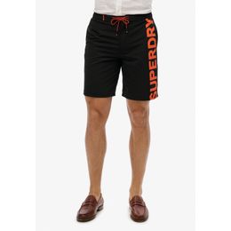 Badeshorts Superdry "CLASSIC 19 LOGO BOARDSHORT", Herren, Gr. M, N-Gr, schwarz, Polyester, bedruckt, Badehosen Badeshorts