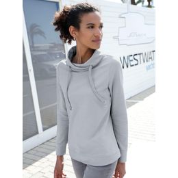 Sweatshirt Casual Looks, Damen, Gr. 38, grau (grau, meliert), 100% Baumwolle, Meliert:70% Baumwolle, 30% Polyester, unifarben, Sweatshirts Sweatshirt