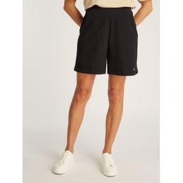 Sweatshorts Calvin Klein Jeans "WOVEN LABEL SHORTS", Damen, Gr. XXS (32), N-Gr, schwarz, Sweatware, Obermaterial: 100% Baumwolle, unifarben, bequem kurz, Hosen Sweatshorts, mit Logo