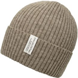 Beanie Chillouts "Tomke Hat", Damen, beige, Feinstrick, Materialmix, mehrfarbig, M&uuml;tzen Beanie, hochwertige Rippstrickbeanie