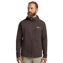 Fleecejacke Jack Wolfskin "KOLBENBERG HOODED FZ M", Herren, Gr. S (48), peat, Obermaterial: 92% Polyester, 8% sonstige Fasern. Futter: 100% Polyester, Jacken Fleecejacke