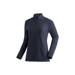 Fleecepullover Maier Sports "Denise HZ W", Damen, Gr. 46, blau (dunkelblau), 100% Polyester, hoch geschlossener Ausschnitt, Sweatshirts Fleecepullover, Damen Midlayer, pflegeleichtes Half-Zip Fleece