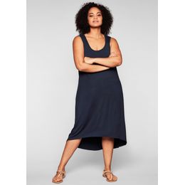 Sommerkleid sheego "Strandkleid", Damen, Gr. 58, Normalgr&ouml;&szlig;en, blau (marine), 95% Viskose, 5% Elasthan, unifarben, wadenlang, Rundhals, Kleider Sommerkleid