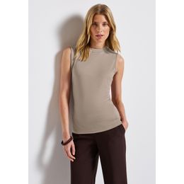 Ripptanktop Street One, Damen, Gr. 44, beige (morning beige), Jersey, Obermaterial: 63% Modal, 37% Polyester, Strukturmuster, unifarben, regular fit normal, Rundhals, Tops Ripptanktop, mit Rippstruktur