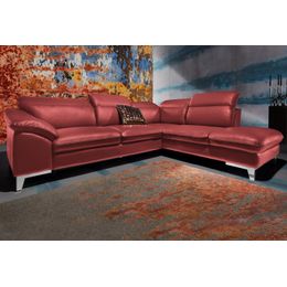 Ecksofa COTTA "Teresa L-Form", rot, B:293cm H:84cm T:232cm, Luxus-Kunstleder;NaturLeder, im R&uuml;cken mit schwarzem Spannstoff bezogen, Sofas, Ecksofa, mit Kopfteilverstellung, wahlweise mit Bettfunktion