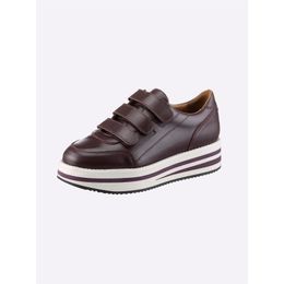 Sneaker Heine, Damen, Gr. 38, wei&szlig; (bordeaux, wei&szlig;), Glattleder, Leder, Rindsleder, Schuhe Sneaker