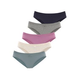 Jazz-Pants Slips Vivance, Damen, Gr. 32/34, bunt (anthrazit meliert, beige meliert, flieder, eukalyptus, navy), Single Jersey, Obermaterial: 95% Baumwolle, 5% Elasthan, meliert, unifarben, bequem, Unterhosen Jazz-Pants Slips, mit breitem B&uuml;ndchen ohne zus&auml;tzliches Gummi