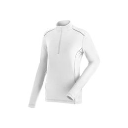 Fleecepullover Maier Sports "Jenna Rec", Damen, Gr. 50, wei&szlig;, 100% Polyester (recycled), Rundhals, Sweatshirts Fleecepullover, Damen Midlayer, elastisches und pflegeleichtes Half-Zip Fleece