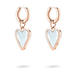 Paar Creolen Liebeskind Berlin "Schmuck Ohrringe mit abnehmbaren Herz-Einh&auml;ngern Glass Heart", ros&eacute;goldfarben, transparent, transparent, Ohrringe, Damen, Edelstahl, Paar Creolen, mit Glasstein
