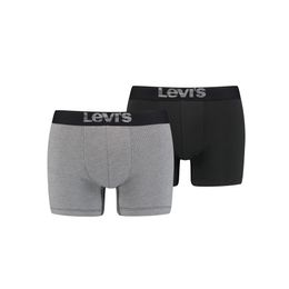 Levi's Boxershorts LEVI'S "LEVIS MEN OPT ILL BOXER BRIEF ORG CO 2P", Herren, Gr. S, grau (grau, schwarz), Obermaterial: 95% Baumwolle, 5% Elasthan, meliert, unifarben, k&ouml;rpernah, Unterhosen Boxershorts, mit breitem Logobund