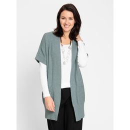 Longstrickjacke Inspirationen, Damen, Gr. 42, gr&uuml;n (jade, meliert), 100% Baumwolle, meliert, Strickjacken Longstrickjacke