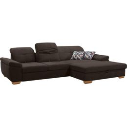 Ecksofa Alina "Nadira", braun (dunkelbraun xbo 4), B:297cm H:91cm T:199cm, Struktur fein XBO (90% Polyester, 10% Polyamide);Chenille GCP (100% Polyester), Sofas, Ecksofa, wahlweise mit Bettfunktion und Stauraum