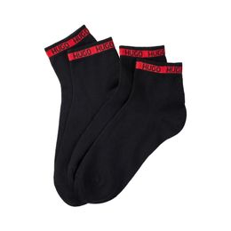 Freizeitsocken HUGO UNDERWEAR "2P SH TAPE CC 102", Damen, Gr. 43-46, schwarz (schwarz 001), Baumwollmischung, elastisch, Socken Freizeitsocken, mit HUGO-Logoschriftz&uuml;gen