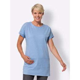 Longshirt Classic Basics "Longshirt", Damen, Gr. 48, blau (himmelblau), 100% Baumwolle, unifarben, Rundhals, Shirts Longshirt