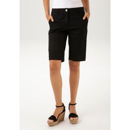 Bermudas Aniston CASUAL, Damen, Gr. 34, N-Gr, schwarz, Web, Obermaterial: 97% Baumwolle, 3% Elasthan, unifarben, Basic, figurbetont kniefrei, Hosen Bermudas, im klassischen Stil, Topseller