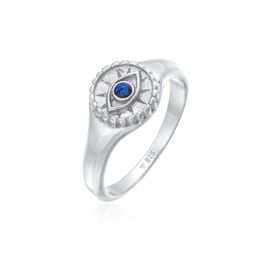 Silberring Elli "Ring Siegelring Evil Eye Blue syn. Opal 925 Silber" Gr. 56, silber, Fingerringe, Damen, 56, Silber 925 (Sterlingsilber), Silberring