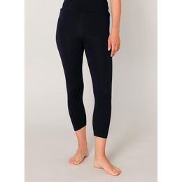 Caprileggings Base Level "Ycarus", Damen, Gr. 48, N-Gr, blau (navy dunkelblau), Jersey, Obermaterial: 94% Viskose, 6% Elasthan, unifarben, Basic, figurbetont ca. Mitte Wade, Hosen Caprileggings, In weicher Viskose-Mischqualit&auml;t
