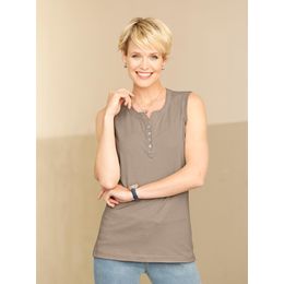 Tanktop Classic Basics, Damen, Gr. 46, beige (sesam), 100% Baumwolle, unifarben, Rundhals, Tops Tanktop