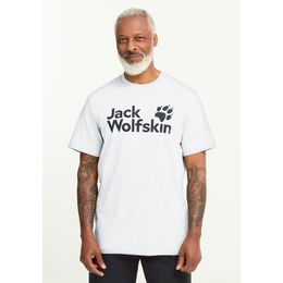 T-Shirt Jack Wolfskin "BRAND T M", Herren, Gr. L (52), brandt, starkwei&szlig;, Obermaterial: 100% BAUMWOLLE, Shirts T-Shirt