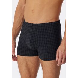 Boxershorts Schiesser "Cotton Casual", Herren, Gr. 4, schwarz (000, schwarz), Single Jersey, Obermaterial: 95% Baumwolle, 5% Elasthan, k&ouml;rpernah, Unterhosen Boxershorts, ohne Eingriff, kariert