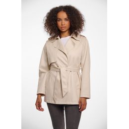 Rino & Pelle Trenchcoat RINO & PELLE "CAATJE", Damen, Gr. 40, beige (birch), Web, Obermaterial: 94% Polyester, 6% Elasthan, unifarben, k&ouml;rpernah Po-bedeckend, V-Ausschnitt, M&auml;ntel Trenchcoat, mit Bindeg&uuml;rtel