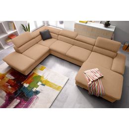 Sit & More Wohnlandschaft SIT & MORE "Alcatraz U-Form", braun (macchiato), B:350cm H:94cm T:226cm, Struktur fein (97% Polyester, 3% Polyamid);Luxus-Microfaser ALTARA NUBUCK (95% Polyester, 5% Baumwolle);Struktur (100% Polyester), Sofas, Wohnlandschaft, wahlweise mit Bettfunktion