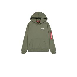 Hoodie Alpha Industries "Signature Backprint Hoodie", Herren, Gr. S, gr&uuml;n (sage, gr&uuml;n), Obermaterial: 80% Baumwolle, 20% Polyester, regular fit, Sweatshirts Hoodie
