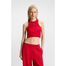 Tanktop HUGO BLUE "Baby Tank", Damen, Gr. L (40), rot (dunkelrot 601), Feinripp, Obermaterial: 96% Baumwolle, 4% Elasthan, unifarben, bauchfrei, Rundhals, Tops Tanktop, Cropped-Form