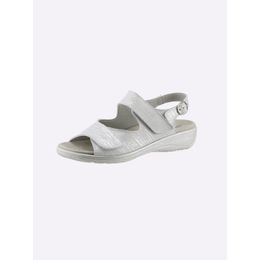 Sandalette Classic Basics, Damen, Gr. 42, silber (silberfarben), Glattleder, Schuhe Sandalette