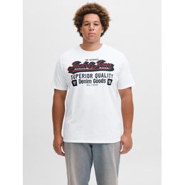 Jack & Jones PlusSize T-Shirt "JJELOGO TEE SS ONECK 2 COL AW25 NOOS PLS", Herren, Gr. 5XL, wei&szlig; (cloud dancer), Jersey, Obermaterial: 100% Baumwolle, JACK & JONES PLUSSIZE, bedruckt, regular fit h&uuml;ftlang, Rundhals, Shirts T-Shirt