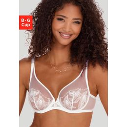 B&uuml;gel-BH Lascana "Gabriella", Damen, Gr. 80, Cup F, beige (creme), Spitze, Obermaterial: 80% Polyamid, 15% Elasthan, 5% Polyester, BHs B&uuml;gel-BH, mit hauchzarter Stickerei, transparente Unterw&auml;sche