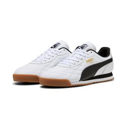 Sneaker Puma "ROMA ANNIVERSARIO", Herren, Gr. 44,5, schwarz-wei&szlig; (Puma wei&szlig;, Puma schwarz, gum), Leder, mehrfarbig, Schuhe Sneaker