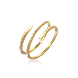 Silberring Elli Premium "Ring Wickelring Twist Fein 375 Gelbgold" Gr. 56, gold, Fingerringe, Damen, 56, Gelbgold 375, Silberring