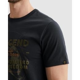 PME-Legend T-Shirt PME LEGEND "Short Sleeve R-Neck Heavy Jersey", Herren, Gr. XXL, mood indigo, Jersey, Obermaterial: 100% Baumwolle, bedruckt, regular fit h&uuml;ftbedeckend, Rundhals, Shirts T-Shirt, mit Print, Regular Fit