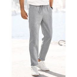 Jogger Pants John Devin "Jogg Pants", Herren, Gr. S (44/46), N-Gr, grau (grau meliert), Stoff, Obermaterial: 83% Polyester, 13% Viskose, 4% Elasthan, meliert, unifarben, bequem lang, Hosen Jogger Pants, Umschlag am Beinabschluss, aus elastischer Piqu&eacute;-Qualit&auml;t, Topseller