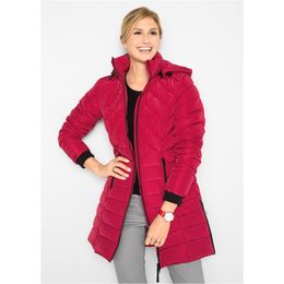 Steppjacke bonprix "Winterjacke", Damen, Gr. 44, rot, Web, Obermaterial: 100% Polyester. Futter: 100% Polyester. F&uuml;llung: 100% Polyester, kontrastfarbene Details, unifarben, regular fit ca. Mitte Oberschenkel, Windstopperb&uuml;ndchen, Jacken Steppjacke, mit wattierter F&uuml;llung, mit abnehmbarer Kapuze, pflegeleicht
