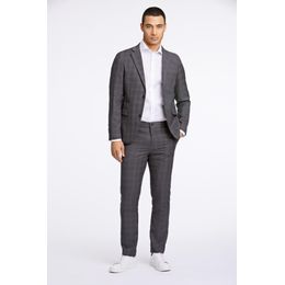 Anzug LINDBERGH, Herren, Gr. 46, N-Gr, grau (grau check), Web, Obermaterial: 85% Polyester, 15% Viskose, kariert, slim fit, Anz&uuml;ge Anzug, in karierter Optik