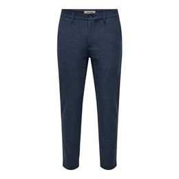 Only & Sons Chinohose ONLY & SONS "ONSMARK SLIM BRUSHED PIQUE 0353 PANTS", Herren, Gr. 30, L&auml;nge 34, blau (blau nights), Web, Obermaterial: 64% Polyester, 33% Viskose, 3% Elasthan, unifarben, slim fit lang, Hosen Chinohose