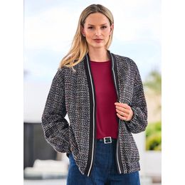 Jackenblazer Heine "Boucl&eacute;-Blazer", Damen, Gr. 48, bunt (schwarz, bordeaux, gemustert), 100% Polyester, Blazer Jackenblazer