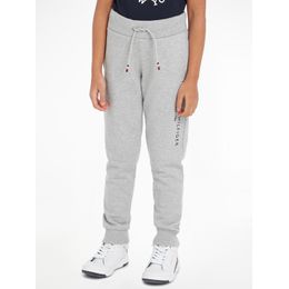Jogginghose Tommy Hilfiger, M&auml;dchen, Gr. 86, N-Gr, grau (light_grau_heather), Sweatware, Obermaterial: 100% Baumwolle, normal, Hosen Jogginghose, mit Tommy Hilfiger Logo-Schriftzug auf dem Bein