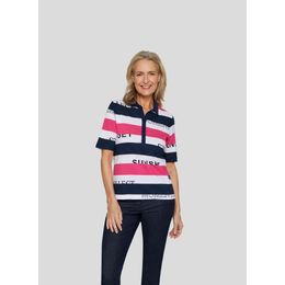 Poloshirt Rabe, Damen, Gr. 38, pink (magenta), Jersey, Obermaterial: 100% Baumwolle, Colorblocking, tailliert h&uuml;ftbedeckend, Rundhals, Shirts Poloshirt, mit Colorblocking