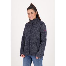Strickfleecejacke DEPROC Active "KITTOBE LAKE WOMEN", Damen, Gr. 36 (S), schwarz, 100% Polyester, tailliert, gerader Abschluss, Jacken Strickfleecejacke, Kontrastreissverschluss