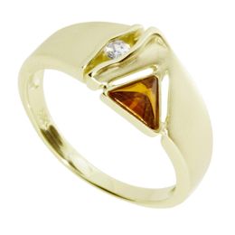 Fingerring OSTSEE-SCHMUCK "- Benita - Gold 585/000 - Bernstein/Brillant" Gr. 64, gold (gold 585, goldfarben, gelb), Fingerringe, Damen, 64, Fingerring