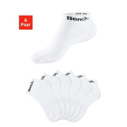 Sportsocken Bench., Damen, Gr. 35-38, wei&szlig; (6x wei&szlig;), Baumwollmischung, unifarben, elastisch, Socken Sportsocken, Tennis Kurzsocken mit Halbfu&szlig;frottee