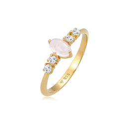 Silberring Elli Premium "Ring Rosa Quarz Topas Oval Verlobung 925 Silber" Gr. 52, gold, Fingerringe, Damen, 52, Silber 925 (Sterlingsilber), Silberring