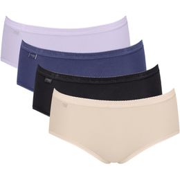 Midislip Sloggi "Basic+ Midi C4P", Damen, Gr. 38, blau (multiple colours 20), Single Jersey, Obermaterial: 95% Baumwolle, 5% Elasthan, figurbetont, Unterhosen Midislip, perfekter Sitz