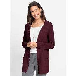 Strickjacke Inspirationen, Damen, Gr. 42, rot (burgund), 45% Viskose, 37% Wolle, 15% Polyamid, 3% Kaschmir, unifarben, Strickjacken Strickjacke