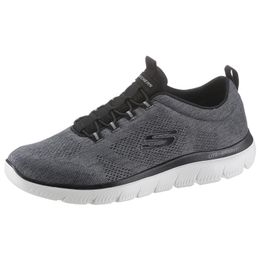 Slip-On Sneaker Skechers "SUMMITS", Herren, Gr. 47,5, schwarz-wei&szlig; (schwarz, wei&szlig;), Textil, Schuhe Slip-On Sneaker, Freizeitschuh, Slipper, Komfortschuh mit elastischer Bungee-Schn&uuml;rung