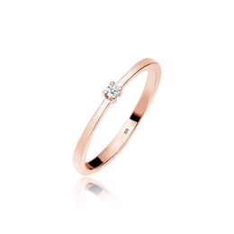 Verlobungsring Elli DIAMONDS "Ring Solit&auml;r Diamant Wei&szlig; (0.03 ct) 925 Sterling Silber" Gr. 56, rosa (rosegold), Fingerringe, Damen, 56, Silber 925 (Sterlingsilber), Verlobungsring
